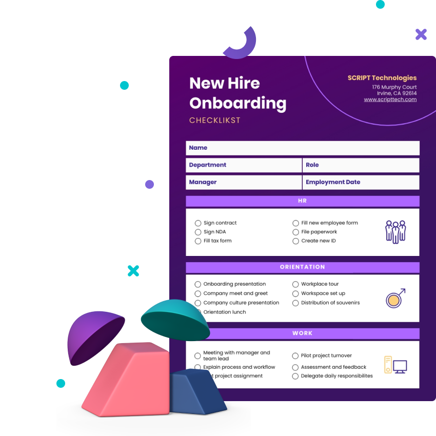 入职检查表模板自定义| Visme